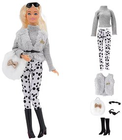 Módní oblečení pro Barbie - sada oblečení s doplňky Varianta: D set šedo bílý puntík