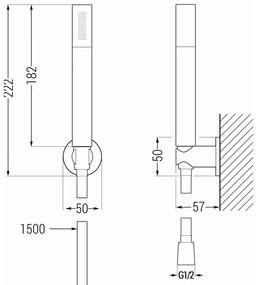 Mexen příslušenství - podomítkový 1-bodový ruční sprchový set R-70, grafit, 785705051-66