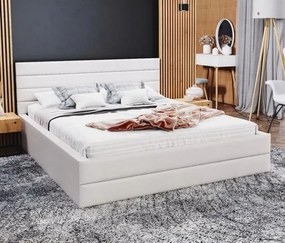 Luxusní postel TOPAZ trinity 160x200 s kovovým roštem BÍLÁ
