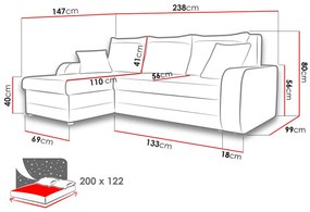 Sedačka na každodenní spaní s úložným prostorem KORNELIE - modrá