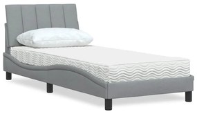 Postel s matrací Hanko světle šedá 90 x 200 cm textil 3310503