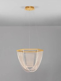 Hliníkové LED stmívatelné závěsné svítidlo ve zlaté barvě se stínidlem z akrylového skla ø 52 cm Valentin – Nova Luce