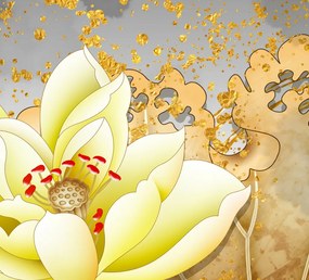 Malvis ® Obraz Květy ve zlatých tazích Velikost: 90x60 cm