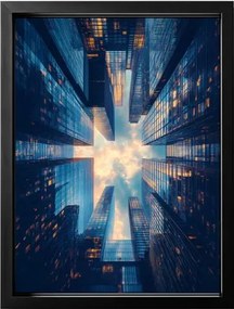 Městský horizont - obraz - Pohled mezi mrakodrapy k nebi 18 - A4 – 210 × 297 mm - 159 Kč