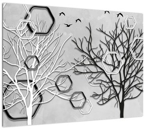 Abstraktní obraz se stromy (70x50 cm)