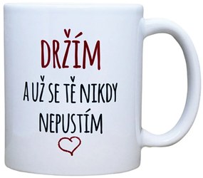 Super plecháček Keramický hrnek s potiskem z lásky - držím Objem a motiv: 400 ml modrý uvnitř