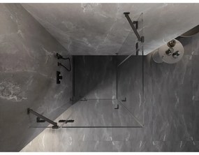 Mexen Lunar Duo, výklopný sprchový kout 100 x 100 cm, 8mm čiré sklo, grafitový profil, 834-100L-100P-95-00