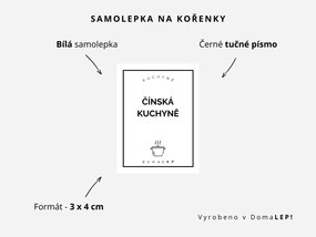 ČÍNSKÁ KUCHYNĚ - Samolepka na kořenky 3 x 4 cm - DomaLEP varianta: BÍLÁ - tučné písmo