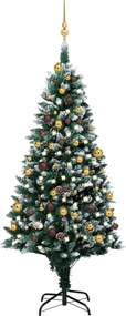 vidaXL Umělý vánoční stromek LED osvětlení sada koulí a šišky 180 cm [3077531] Barva: Růže