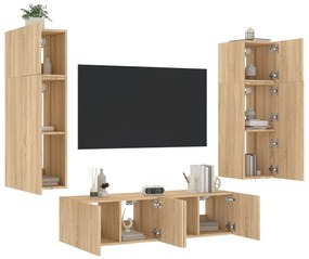 vidaXL 6dílná obývací stěna s LED dub sonoma kompozitní dřevo