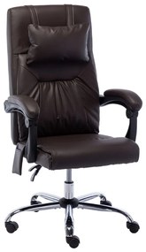 Masážní kancelářská židle hnědá umělá kůže,  20293