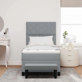 Postel s boxspringem s čelo Světle šedá 100 x 200 cm textil 3344121