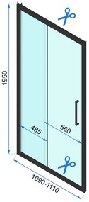 3-stěnný obdélníkový sprchový kout REA RAPID SLIDE 100/dveře x 80/zástěna cm, černý