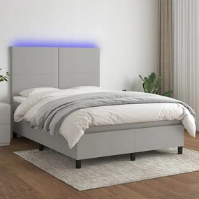 Box Spring Postel S Matrací A Led Textil Světle Šedá Hladký design 140 x