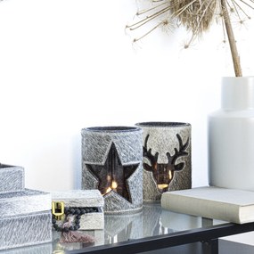 Šedý Bijoux box z hovězí kůže (sada 3ks) - 25,5*25,5*8cm