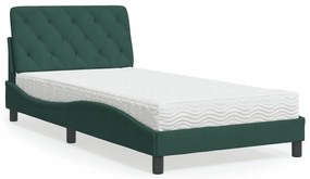 Postel s matrací tmavě zelená 100 x 200 cm samet 3208643