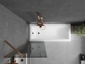 Mexen Next, vanová zástěna 1-křídlová 60 x 150 cm, fixní křídlo, 6 mm šedé sklo, růžové zlato profil, 895-060-000-00-40-60