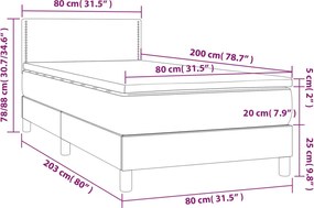 Box spring postel s matrací světle šedá 80 x 200 cm samet 3141209