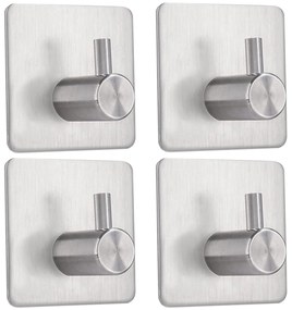 ViaDomo Via Domo - Sada háčků na ručníky Mattino - stříbrná - 4,5x4,5 cm - sada 4 ks