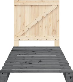 Rám postele s čelem šedý 90 x 200 cm masivní borové dřevo 3281562