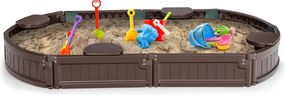 Costway Pískoviště Sandbox s voděodolným krytem – 183 × 105 × 21 cm, hnědý