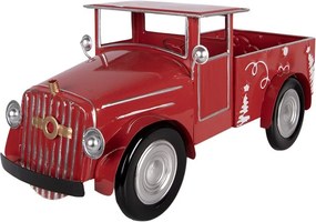 Vánoční dekorace červené kovové retro auto - 42*18*19 cm
