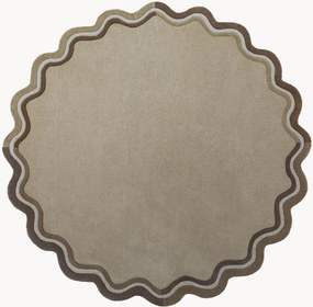 Kulatý ručně všívaný vlněný koberec's nízkým vlasem Leo Scallop Border