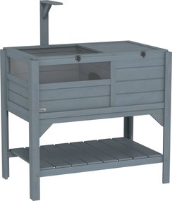 PawHut Dům pro želvy s výškou a policí - Vyrobeno z jedlového dřeva - Pro vnitřní a venkovní použití - Rozměry 103V x 84D x 51Š cm Šedá