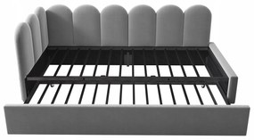 Arhatreya Čalouněná postel Sofa dětským lůžkem 90x200 cm s výsuvným lůžkem šedá