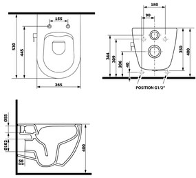 Isvea INFINITY CLEANWASH závěsná WC mísa Rimless, integrovaná baterie a bidet. sprška, 36,5x53cm, bílá 10NFS1005I