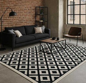 TZ Černobílý obdélníkový koberec Strado Polo Chessboard s kosočtvercovým vzorem Rozměr: 160x230 cm