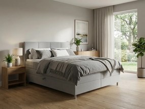 Čalouněná postel boxspring CARINA 140x200 cm světle šedá Matrace: Matrace Bonell pružinová