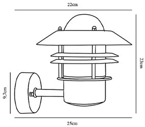 Nordlux 25011031 Blokhus Up Sensor, venkovní nástěnné svítidlo v severském designu, 1x60W, galvanizované, výška 23cm, IP54