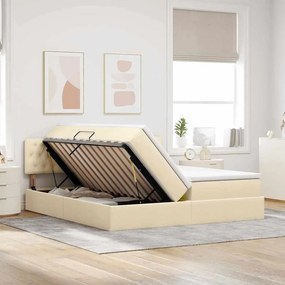 Postel s úložným prostorem Krémová 200 x 200 cm Umělá kůže 3370947