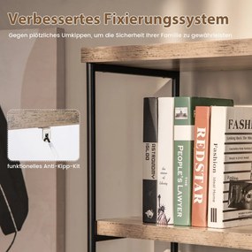 Costway Knihovna s 5 úrovněmi a kovovým rámem a průmyslovým designem stojící