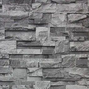 Vinylové tapety na zeď J27409, rozměr 10,05 m x 0,53 m, kamenný obklad šedý, Ugépa