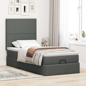 Osmanský rám postele s matrací tmavě šedá 90x190cm textil 3313886
