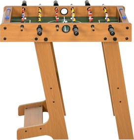 Skládací fotbalový stůl HOMCOM pro děti a dospělé, dřevěný fotbalový stůl 69x37x70 cm s 2 míčky, 6 madly, 2 ukazateli skóre, 18 hráči pro rodinné osla
