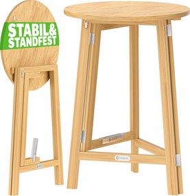 Barový stolek skládací úspora místa masivní dřevo Ø78cm 111cm stabilní stojan