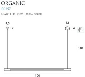 Maxlight Závěsné svítidlo Maxlight P0357 ORGANIC HORIZON 100 cm