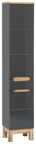 MAXIVA Vysoká stojatá skříňka - BALI 800 grey, grafit/lesklý grafit/dub votan