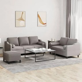 3dílná sedací souprava s polštáři taupe textil 3201865