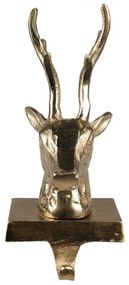 Zlatý antik kovový háček na punčochu Srnec – 12x14x27 cm