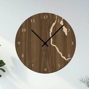dřevo života Nástěnné hodiny ŘEKA Zvolte barvu dekoru: Ořech-Javor, Zvolte velikost hodin (cm): 35x35, Barva ručiček: Černé