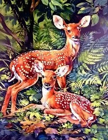 NORIMPEX Diamantové malování Srnky v lese / 30x40 cm