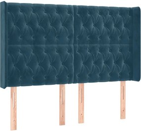 Box spring postel s matrací a LED tmavě modrá 160x200 cm samet 3139755