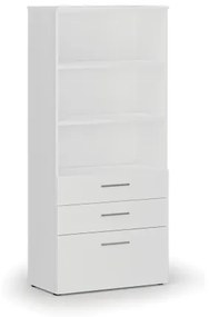 Kancelářská skříň s kombinovanými zásuvkami PRIMO WHITE, 1781 x 800 x 420 mm, bílá