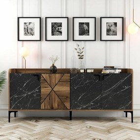Skříňka Venedik Walnut and Black Marble