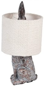 Hnědošedá stolní lampa králík s bílým režným stínidlem Konijn – 20x43 cm