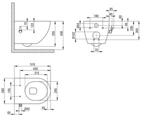 Deante Peonia, závěsná WC mísa s funkcí bidetu 515x370 mm, černá matná, DEA-CBP_NWPW